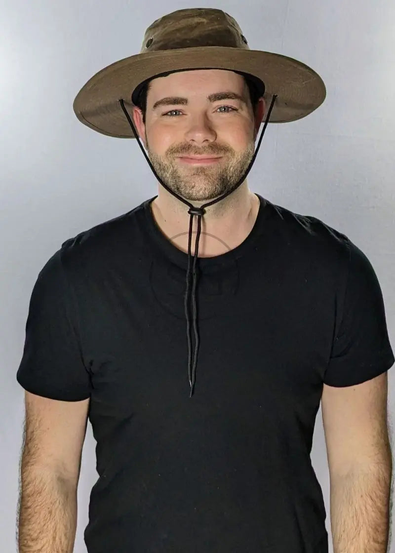 Big Head Hat For Men SPF Hat Breathable Wide Brim Chin Strap Sungrubbies