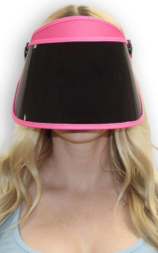 Solar Face Shield Face Visor Black, Tan & Pink - Sungrubbies.com