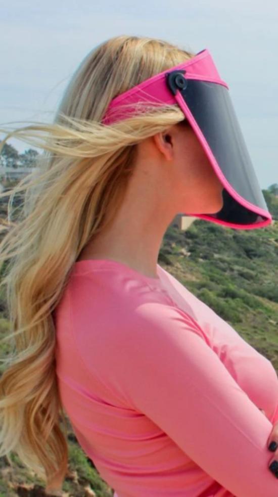 Solar Face Shield Face Visor Black, Tan & Pink - Sungrubbies.com