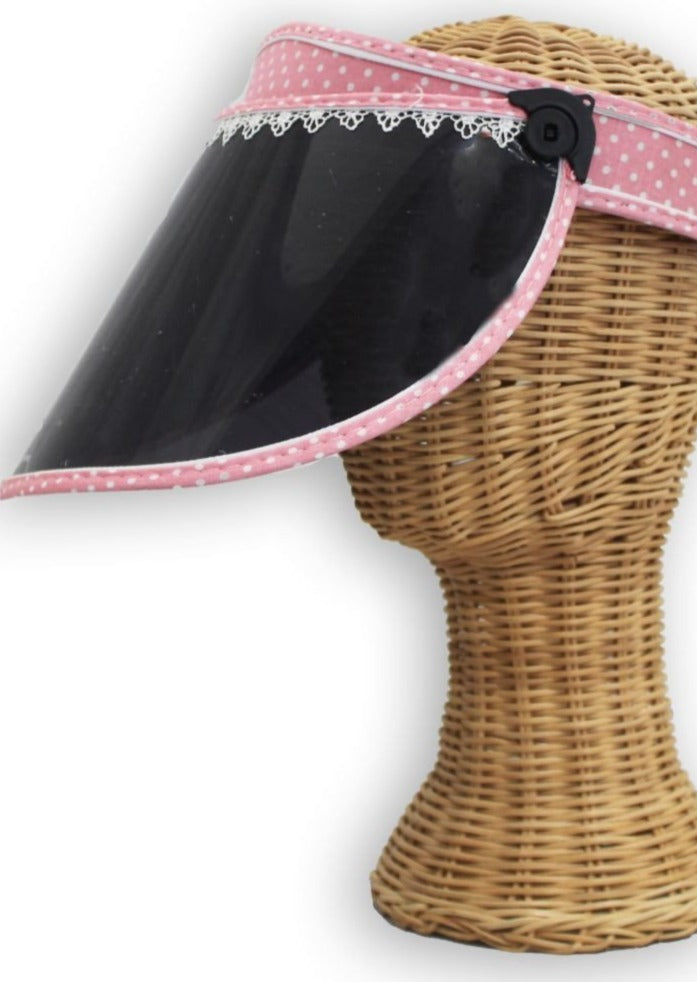 Solar Face Shield Face Visor Black, Tan & Pink - Sungrubbies.com